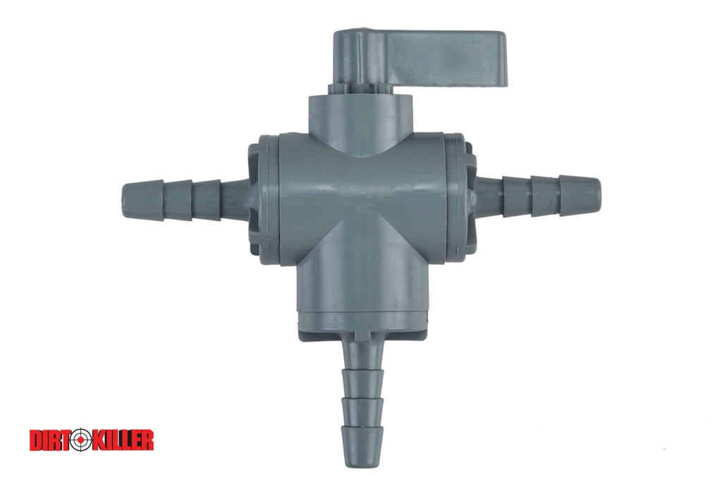 Plastic 3-Way Ball Valve 1/4" Hose Barbs | Dirt Killer